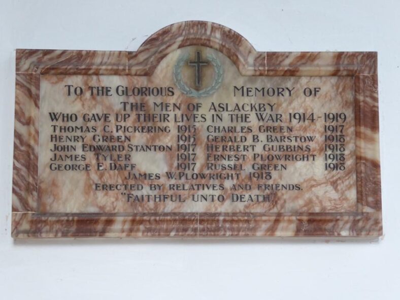 Aslackby, St James, Chancel, War Memorial - Society for Lincolnshire ...