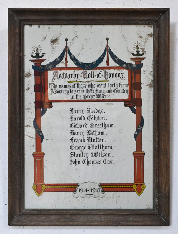 Aswarby, St Denys, North Aisle, Roll of Honour - Society for ...