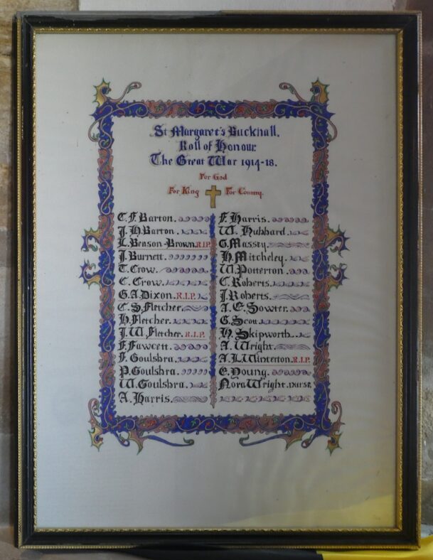 Bucknall, St Margaret, Roll of Honour - Society for Lincolnshire ...