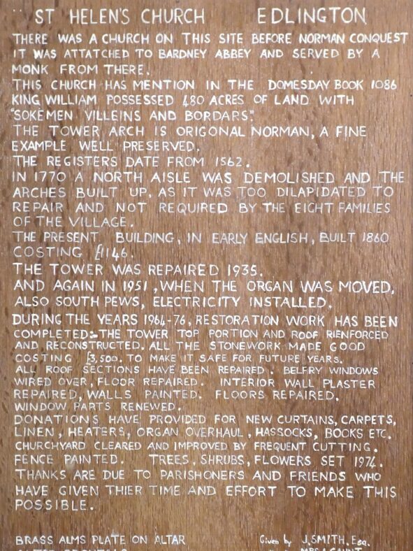 Edlington, St Helen, History Board