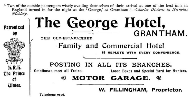 Grantham, George Hotel, Advertisement - Society for Lincolnshire ...