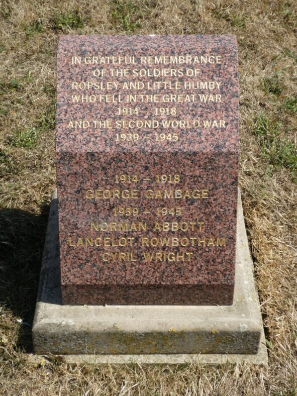 Ropsley, War Memorial, Small Memorial - Society for Lincolnshire ...