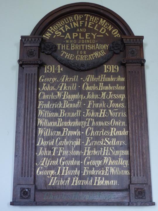 Stainfield, St Andrew, war memorial - Society for Lincolnshire History ...