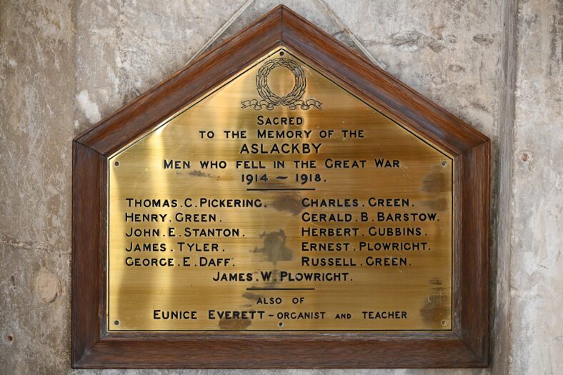 Aslackby, St James, South Aisle, War Memorial (Wesleyan Methodist ...
