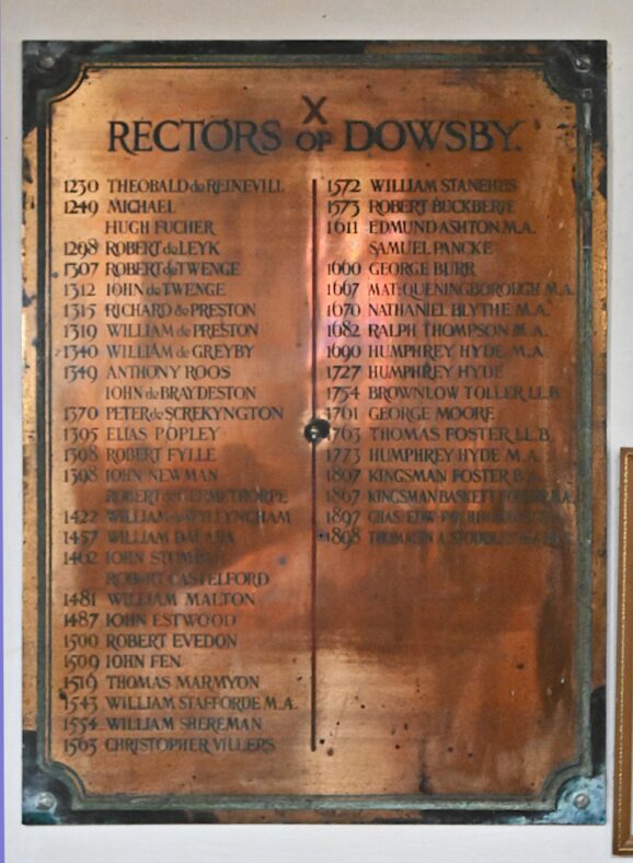 Dowsby, St Andrew, South Aisle, Rectors - Society for Lincolnshire ...