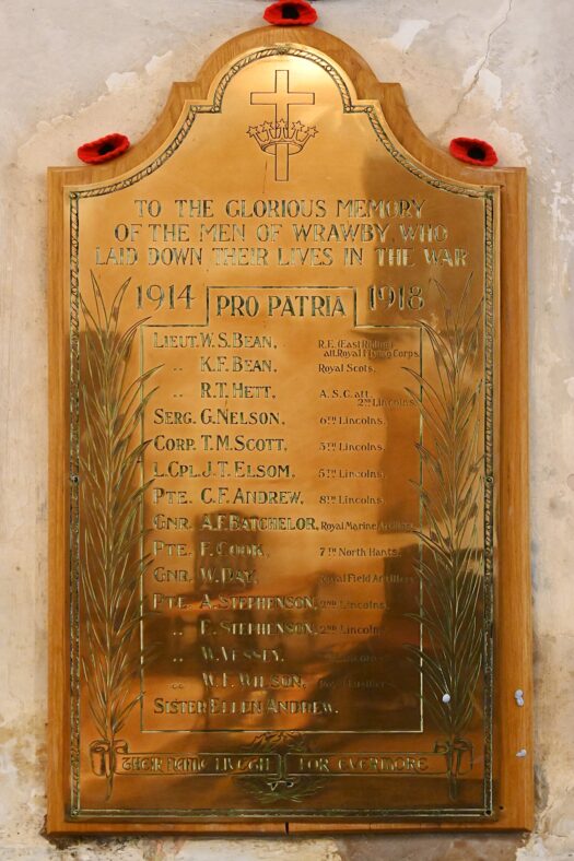 Wrawby, St Mary, Chancel, WW1 Memorial - Society for Lincolnshire ...