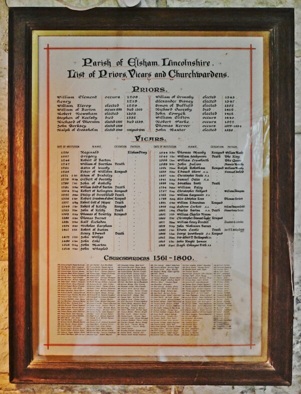 Elsham, All Saints, Tower, Priors, Vicars and Churchwardens - Society ...