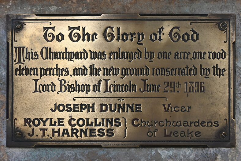 Old Leake, St Mary, Chancel, Plaque (Churchyard Enlargement) - Society ...
