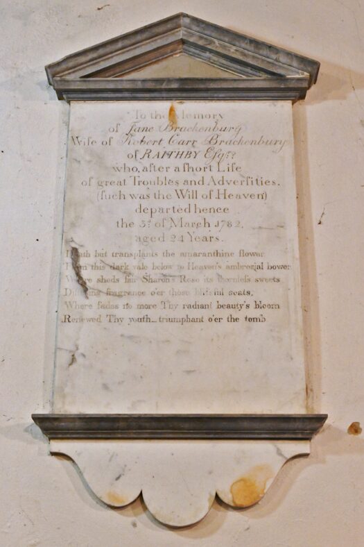 Raithby by Spilsby, Holy Trinity, South Aisle, Memorial (Brackenbury ...